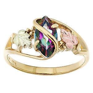 10 X 5 mm Black Hills Gold Mystic Fire Topaz Ring in 10k Gold