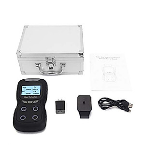 Vzmcov 4 in 1 Gas Detector, Rechargeable Portable 4 in 1 Gas Clip 4-Gas Monitor Meter Tester Analyzer Sound Light Shock