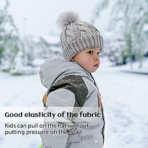 YSense 2 Pack Toddler Kids Winter Warm Fleece Lined Beanie Hats for Boys and Girls Crochet Hairball Knit Cap (3-6 Years)