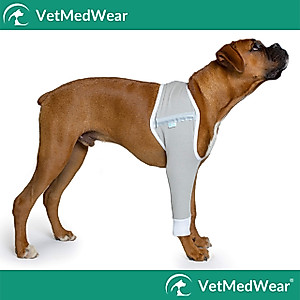 VetMedWear Shoulder Protective Sleeve for Dogs - E-Collar Alternative - After Surgery Wear - for Hot Spots, Wounds, Bandages, and Other Skin Conditions (S - Short Sleeve, Teal Green)