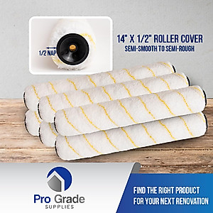 Pro Grade - Paint Roller Covers - 1/2 X 14 Inch Microfiber 6 Pack