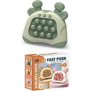 Handheld Pop Game Sensory Fidget Toys with Light, Fast Push Game Fidget Toys, Handheld Bubble Game Console, Speed Push Toy Through Level, Birthday Gift for Boys and Girls (Green)