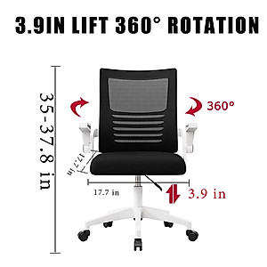 XUEGW Home Office Chair Ergonomic Desk Chair Mesh Computer Chair with Lumbar Support Armrest，Reclining Office Chair Swivel Chair with Flip-up Arms