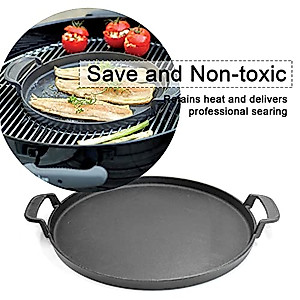 Hongso 12" Dia. Gourmet BBQ System Griddle with Handles for 22 1/2 inch Weber Original Kettle Premium Charcoal Grill, 22.5'' Smokers, 22" Weber Performer Premium, Deluxe Charcoal Grill