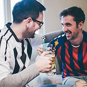 24PCS Soccer Straws, Soccer Party Favors Decorations Supplies with 2PCS Cleaning Brushes Reusable Soccer Football Plastic Straws as Birthday Party Supplies Decorations Sports Party Favors Decorations