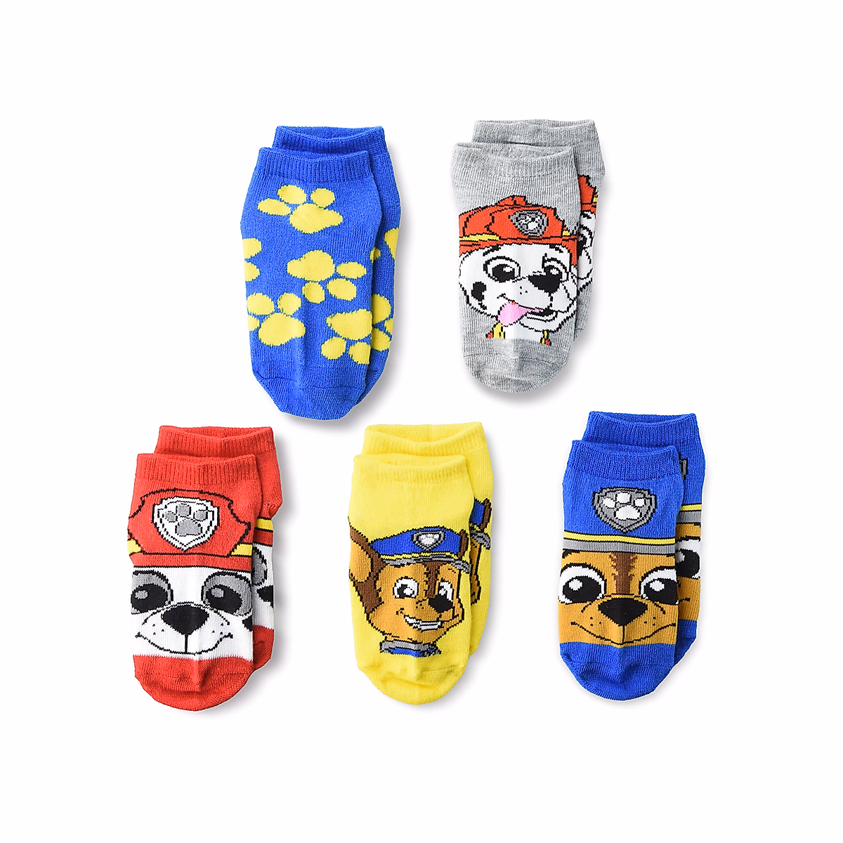 Nickelodeon boys Paw Patrol 5 Pack Shorty Casual Sock, Assorted Big Face, Shoe Size 4-8 US