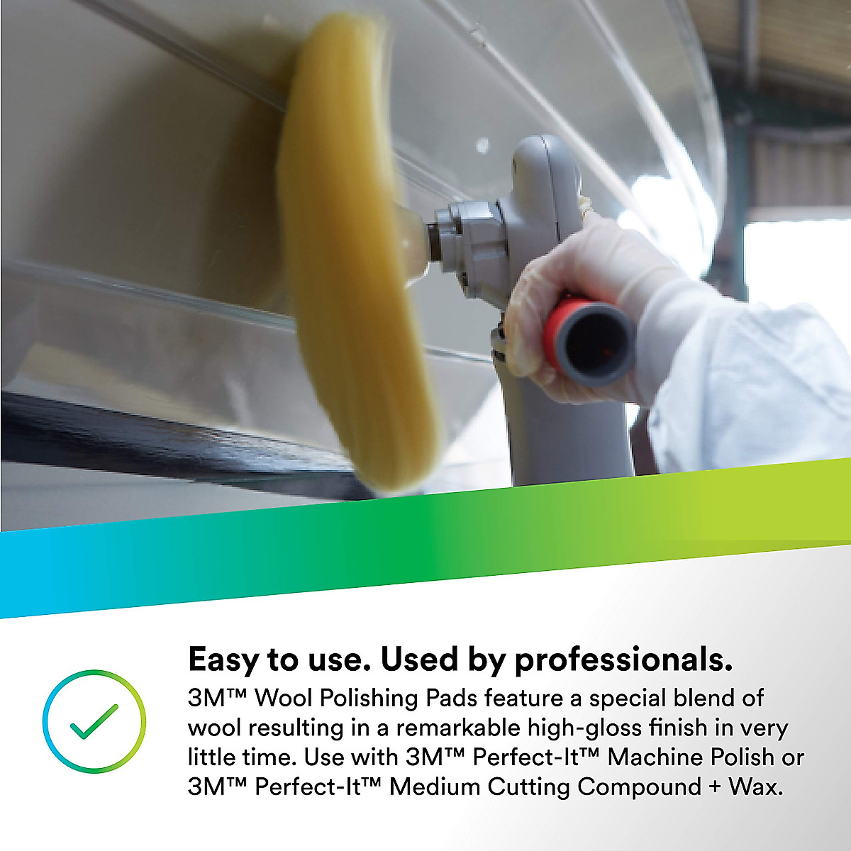 3M Wool Polishing Pad (05713) – For Boats, Cars, Trucks and RVs – Single-Sided – 9 Inches , Yellow