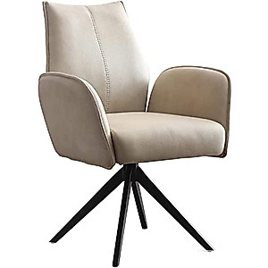 jiexi Modern Ergonomic Office Chair, Desk Chair no Wheels, Home Office Computer Desk Chair, Upholstered Swivel Accent Arm Chairs with Metal Legs, Desk Chair for Bedroom, Reception Room, Living Room