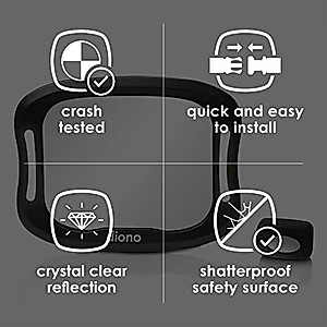 Diono Easy View XXL Baby Car Mirror with Extra Wide View, Safety Car Seat Mirror for Rear Facing Infant with 360 Rotation, LED Night Light, Wide Crystal Clear View, Shatterproof, Crash Tested