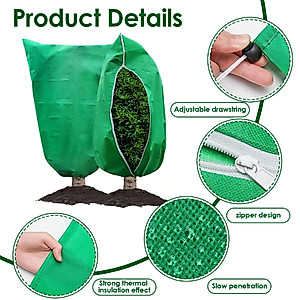 3 Pcs Large Plant Covers Freeze Protection 47.5" X 71.2" ,Reusable Winter Cold Weather Frost Blankets for Outdoor Plants with Drawstring and Zipper,Outdoor Tree Jackets (L:47.5" x 71.2", Green)