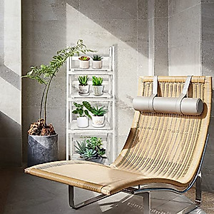 Babion Ladder Shelf, 4-Tier Ladder Bookshelf, White Bookcase with Shelves, Storage Rack Plant Stand for Home, Bedroom, Bathroom,Office, 16 x 14 x 44 Inch, Industrial Style, Wooden Frame