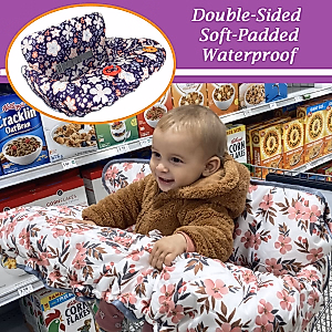 Shopping Cart Cover for Baby Grocery Cart Cover for Baby boy and Baby Girl, High Chair Cover for Baby and Toddler, Baby Registry Gift - Waterproof - Extra Large - Cotton - Double Sided (Pink)