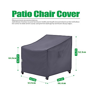 F&J Outdoors Patio Chair Covers Waterproof UV Resistant Heavy Duty Outdoor Lounge Chair Adirondack Chair Cover, Grey, 33"W x 34"D x 32"H