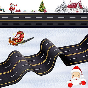 Marspark Christmas Village Accessories 5 x 50 Inch Christmas Miniature Road Village Street Mat Xmas Village Snow Street Decorations for Little Village Landscape (Road Style)