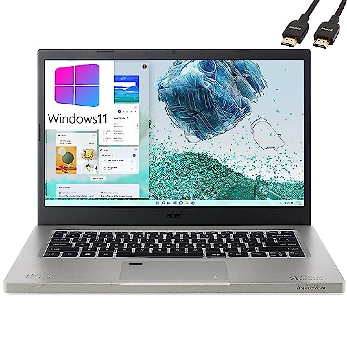 Acer 2023 Aspire Vero AV14 14" FHD Laptop Computer, 12th Gen Intel 10-Core i7-1255U, 16GB DDR4 RAM, 1TB PCIe SSD, WiFi 6, Bluetooth 5.1, Backlight KB, Fingerprint Reader, Windows 11, BROAG HDMI Cable