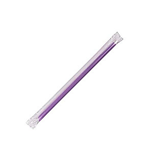 Karat C9072 7.75" Giant Straws (8mm Diamater), Poly-Wrapped, Diagonal Cut, Solid Purple (Case of 5000)