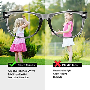 Okany Blue Light Glasses for Kids 3 Pack Blue Light Blocking Glasses for Teen Boys Girls Age 3-10,Computer Screen Gaming TV Phone Glasses Anti Glare,UV & Eye Strain (Grey Black+Transparent+Blue)