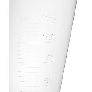 EISCO 12PK Conical Measures, 125ml - Polypropylene Plastic, Translucent - Pouring Spout - 5ml Raised Graduations - Hexagonal Base