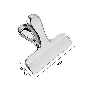 MORSLER Chip Clips & Stainless Steel Heavy-Duty Food Bag Clips 8 Packs - Large and Durable with 3 Inch Wide, Perfect for Air Tight Seal Grips on Coffee,Food & Bread Bags,Office Kitchen Home Usage