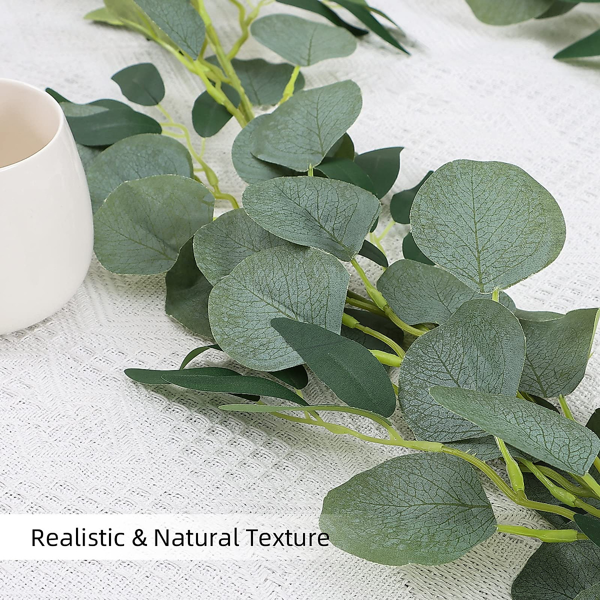 SOMYTING 2 PCS 6ft Artificial Eucalyptus Garland with Willow Leaves, Faux Greenery Garland Hanging Plants for Wedding Backdrop Arch Wall Garden Home Decor (Eucalyptus Willow Leaves, 2)