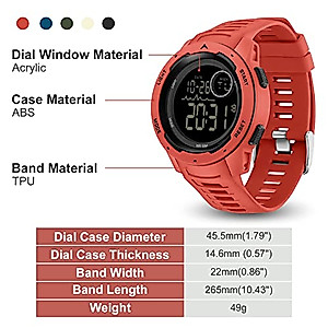 findtime Men's Digital Watch 50M Waterproof Tactical Watch Backlight Stopwatch Alarm 12/24H Sport Outdoor Wrist Mens Watch