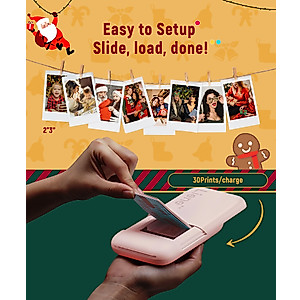 Liene Photo Printer, 2x3″ Mini Portable Instant Photo Printer w/ 5 Zink Sticky-Backed Paper, Bluetooth, Compatible w/iOS & Android, Small Picture Printer for iPhone, Smartphone, Pink