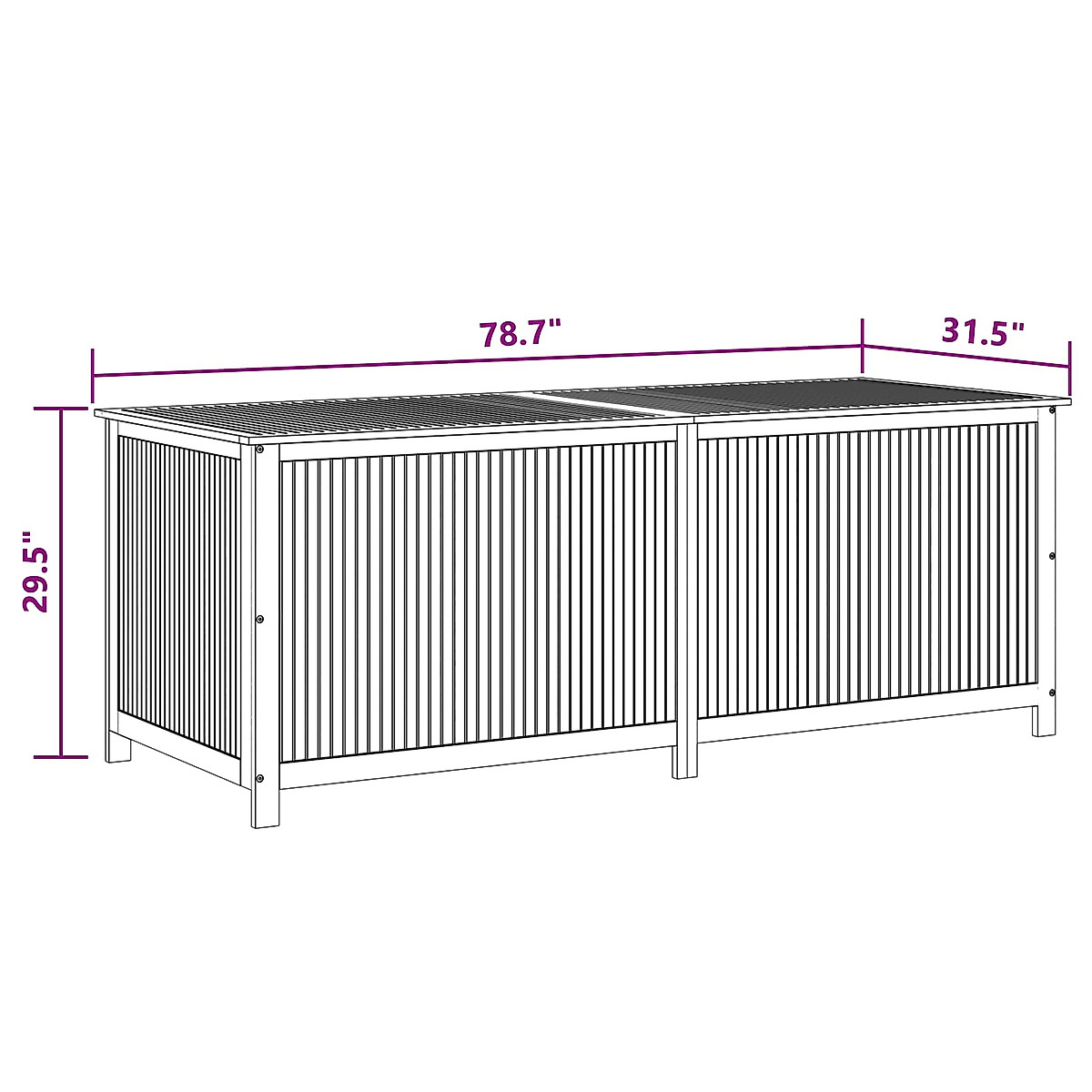 vidaXL Outdoor Storage Box, [Load Capacity Gallon] Deck Box with Gas-Lift Lid, Storage Chest with Water-Resistant Zippered Bag Inside, 78.7''x31.5''x29.5'', Solid Acacia Wood