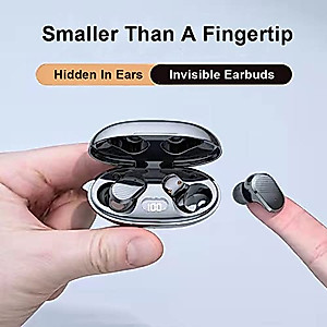 NVAHVA True Wireless Invisible Earbuds, Headphones with Microphone for iPhone Android, USB-C Charge, IPX5 Waterproof, Touch Control, Small Bluetooth Earbuds for Commute Sports Sleep (Black)