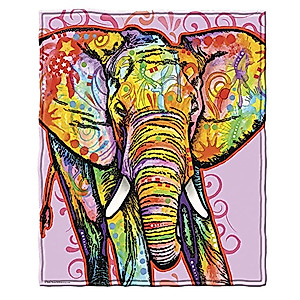 Dawhud Direct Colorful Elephant Fleece Blanket for Bed 50" x 60" Dean Russo Elephant Fleece Throw Blanket for Women, Men and Kids Super Soft Plush Elephant Blanket Throw Blanket for Elephant Lovers