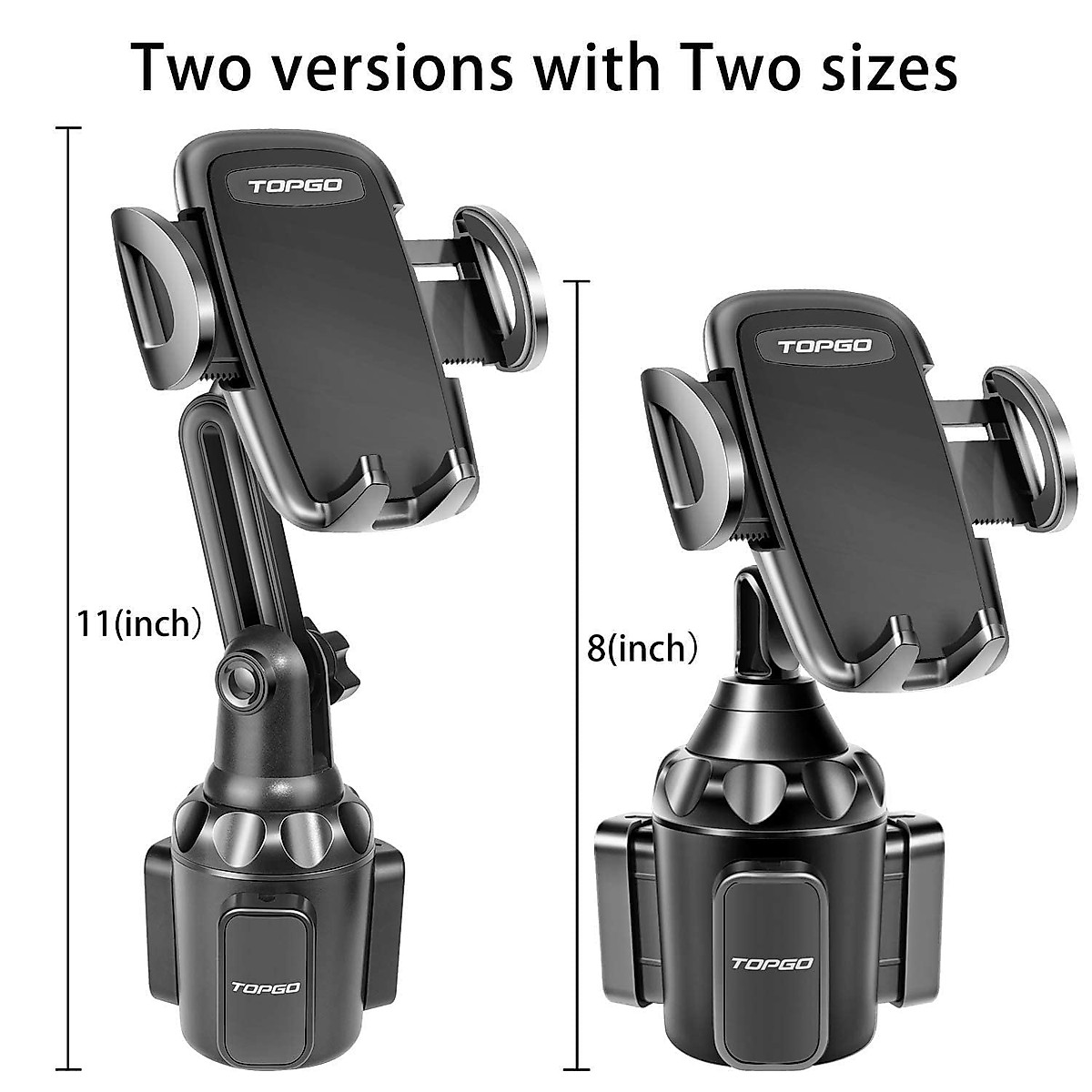 TOPGO Car Cup Holder Phone Mount, Adjustable, Fits iPhone 14 Pro Max/13/xs/11/8plus/6s/samsung Galaxy S10/S9+/S8 Plus/S7 Edge/Note9, Black