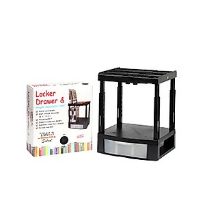 Tools for School Locker Drawer and Height Adjustable Shelf. Includes Removable Drawer Dividers. Heavy Duty. Fits 12 Inch Wide Locker (Black, Single Drawer)