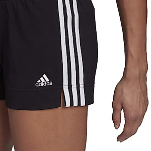 adidas Women's Essentials Slim 3-Stripes Shorts, Black/White, Large