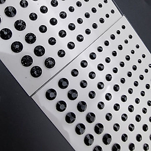 Black Rhinestone Stickers Self Adhesive Face Gems Stick on Body Jewels Eye Bling Jewels Decal Crystal Hair Diamonds for Makeup Rave Accessories Embellishments for Crafts for Women and Girls 2Pcs