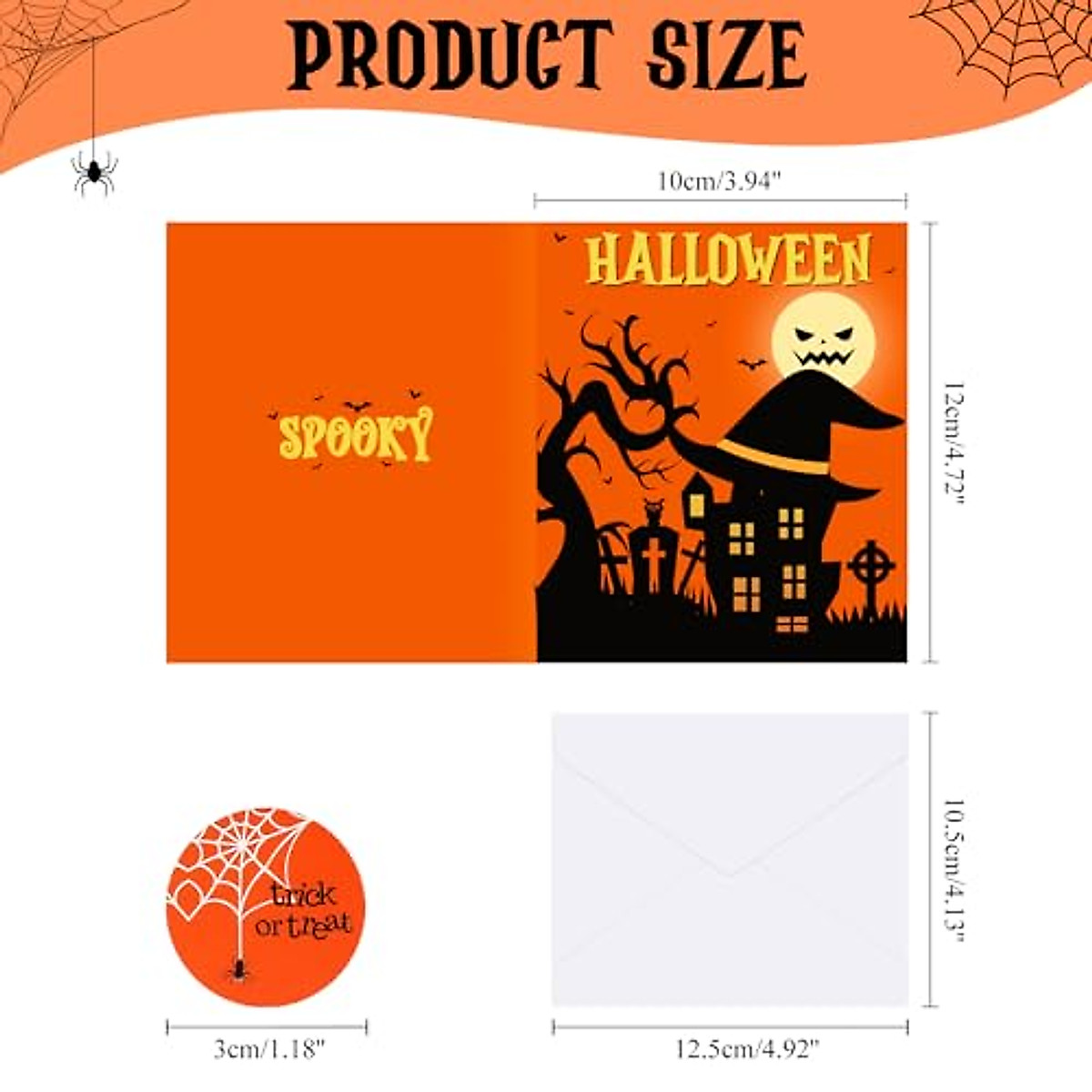 NEBURORA 30 Pack Halloween Greeting Cards with Envelopes and Stickers for Halloween Party Favors Gifts Goodie Bag Fillers