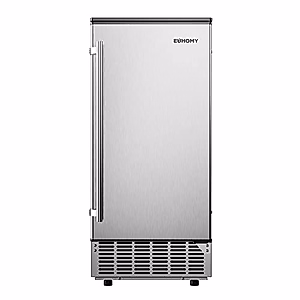 EUHOMY Commercial Under Counter Ice Maker Machine, 80 Lbs/Day Auto-Cleaning & 24H Timer, Stainless Steel Built-in Freestanding Ice Maker, 24 Lbs Storage, Perfect for Commercial & Home Use