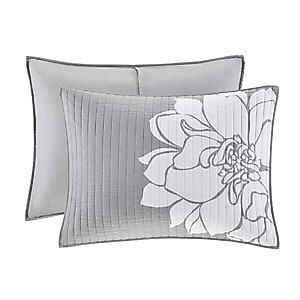 Madison Park Lola 100% Cotton Quilt Set - Casual Floral Channel Stitching Design, All Season, Lightweight Coverlet Bedspread Bedding, Shams, Decorative Pillows, King/Cal King(104"x94"), Blush 6 Piece