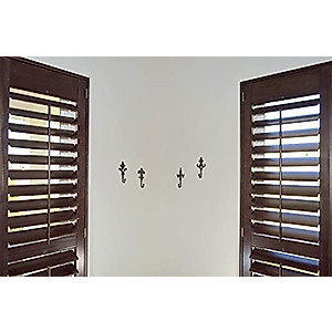 gasare, Decorative Hooks, Key Holder for Wall, Cast Iron Hooks, Fleur De Lis Décor, Wall Mount Screws and Anchors, 5 x 3¼ Inches Each, Brown, 4 Units