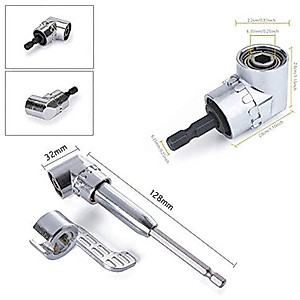 105 Degree Right Angle Driver Angle Extension Power Screwdriver Drill Attachment with 1/4 Drive 6mm Hex Bit Magnetic Drill Bit Socket Angled Bit Power Drill Tool and Soft Shaft