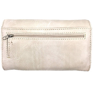 Zelris Floral Poppy Cross Western Women Crossbody Wrist Trifold Wallet (Beige Silver)