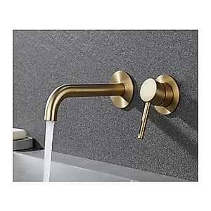 Stainless Steel Bathroom Faucet Mixer Sink Faucet Washbasin Matte Black Hot and Cold Water Wall Mounted Spout Bathtub with Handle(Black)