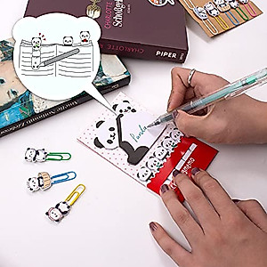 pandaonly 30Pcs Panda Paperclip Bookmarks, 3 Set Cute Panda Bookmark Clips with 1 Sheet Panda Sticky Notes-Funny Paperclips Bookmarks Planner Clips for Office Supplies Coworkers Teachers' Day Gifts
