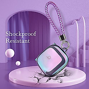 Beats Fit Pro Case Cover,AIRSPO Clear Lasher Hard PC Protective Case for Apple Beats Fit Pro 2021 Shockproof Beats Fit Pro Earbuds Case Cover with Keychain (Glittery Purple)