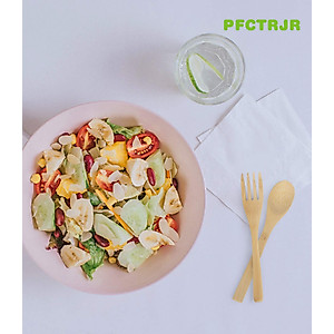 PFCTRJR Bamboo Cutlery Set -30 PCS Reusable Bamboo Utensil Fork Knife Spoon-Bamboo Flatware Sets for Camping, Travel, Picnic, Office, School,Bamboo Silverware Set with Pouch Bag