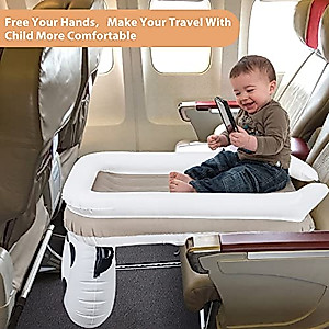 AJEE Inflatable Toddler Airplane Travel Bed, Baby Airplane Bed with Manual Inflatable Pump, Fits Most Airplane Economy Seats, Unique Shape & Storable, Kids Airplane Travel Essentials