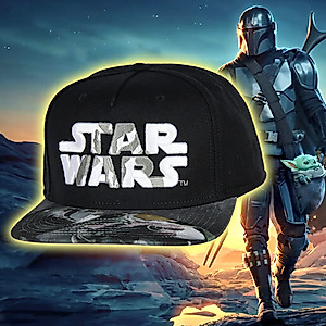 Star Wars Mandalorian Embroidered Adjustable Adult Snapback Hat Baseball Cap Black