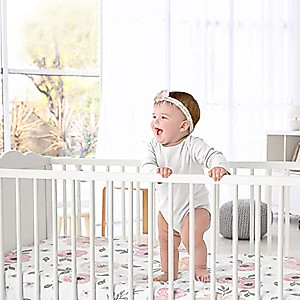 Sweet Jojo Designs Blush Pink Grey Boho Floral Girl Baby Fitted Crib Sheet Set Nursery Soft Infant Newborn Fits Standard Mattress or Toddler Bed - 2pc - Gray White Shabby Chic Rose Watercolor Flower