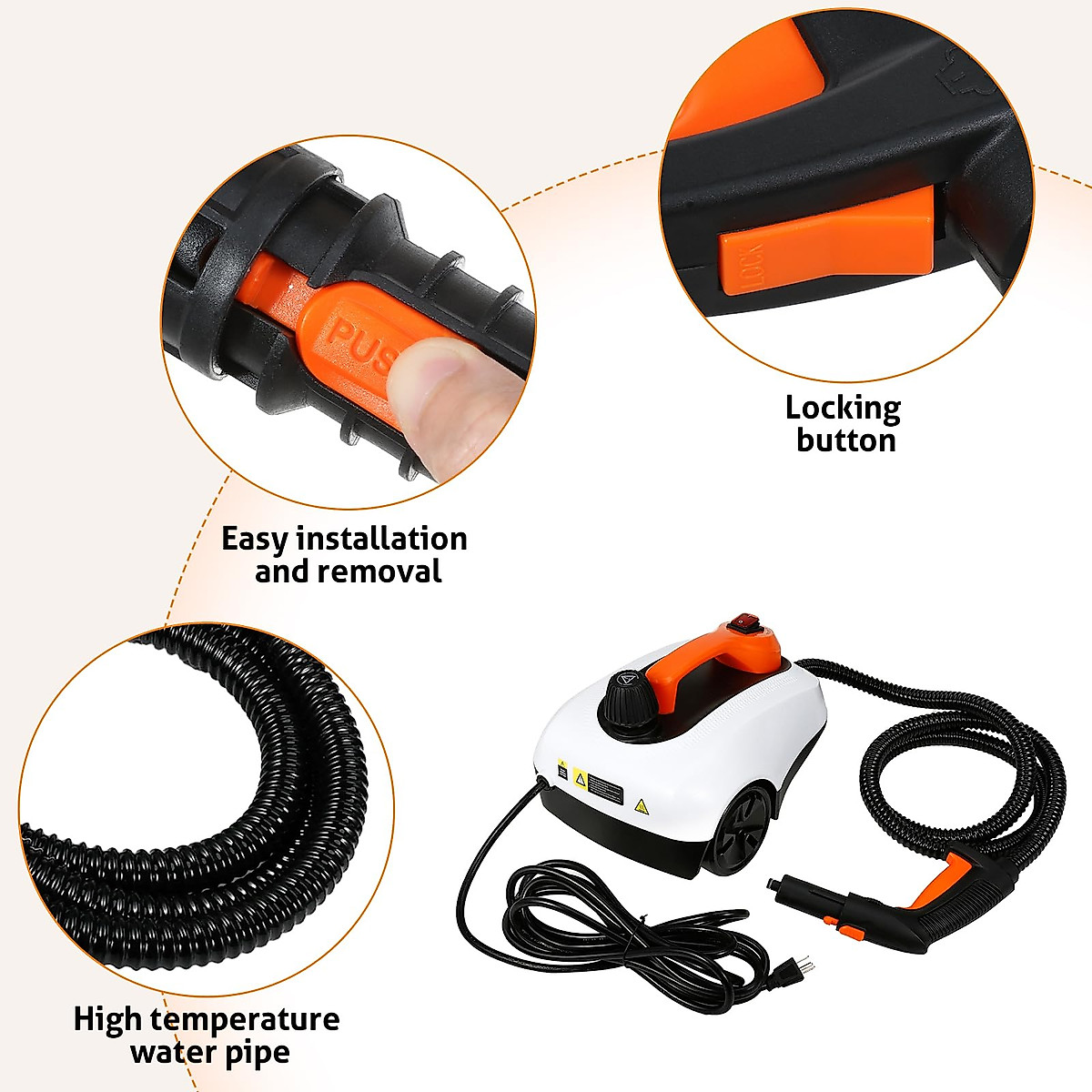 WICHEMI 1800W Steam Cleaner for Cleaning, Handheld Steamer High Pressure Steam Machine + 1800W High Temperature Floor Steam Mop Multipurpose Steam Cleaning Machine for Home Use Car Detailing