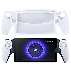 Qoosea for Sony PlayStation Portal Case Silicone Shock-Absorption Anti-Fingerprint Scratch Resistant Cover Case for PlayStation Portal - White