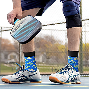 Nefelibata Father's Day Gfit Set Idea Man Pickleball Crew Socks,Stemless Wine Glass 17oz, Funny Pickleball Gifts for Coach, Dad, Birthday, Retirement