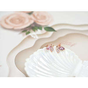 Butterfly Stud Earring for Girls - Sterling Silver Cubic Zirconia Half Butterfly Wing Earrings Dainty Hypoallergenic Heart Studs Earrings for Sensitive Ears Birthday Jewelry Gifts for Women Daughter